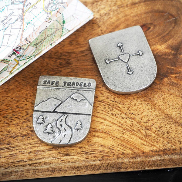 'Safe Travels' Pocket Token – Bespoke Hearts
